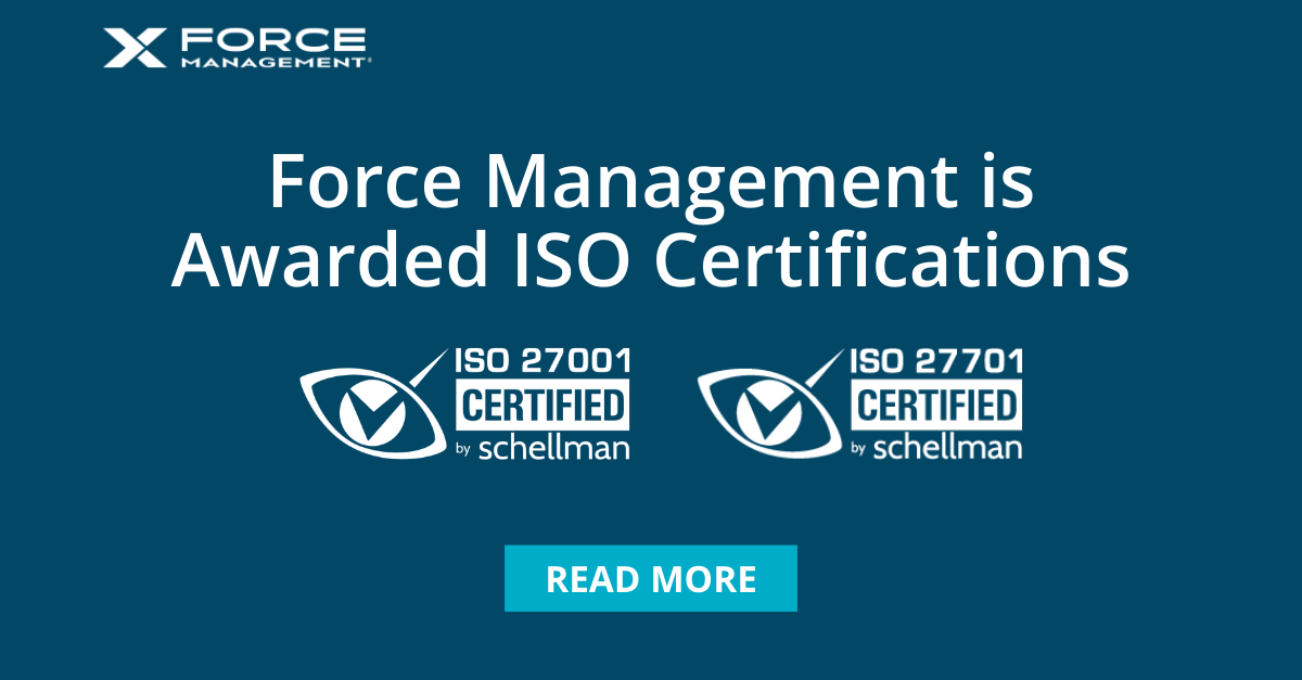 Force Management is Awarded ISO 27001 and ISO 27701 Certification